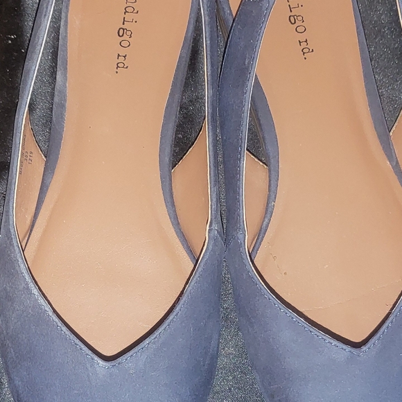 Indigo | Shoes | Indigo Blue And Tan Flats With Pointed Toe And Lowcut ...